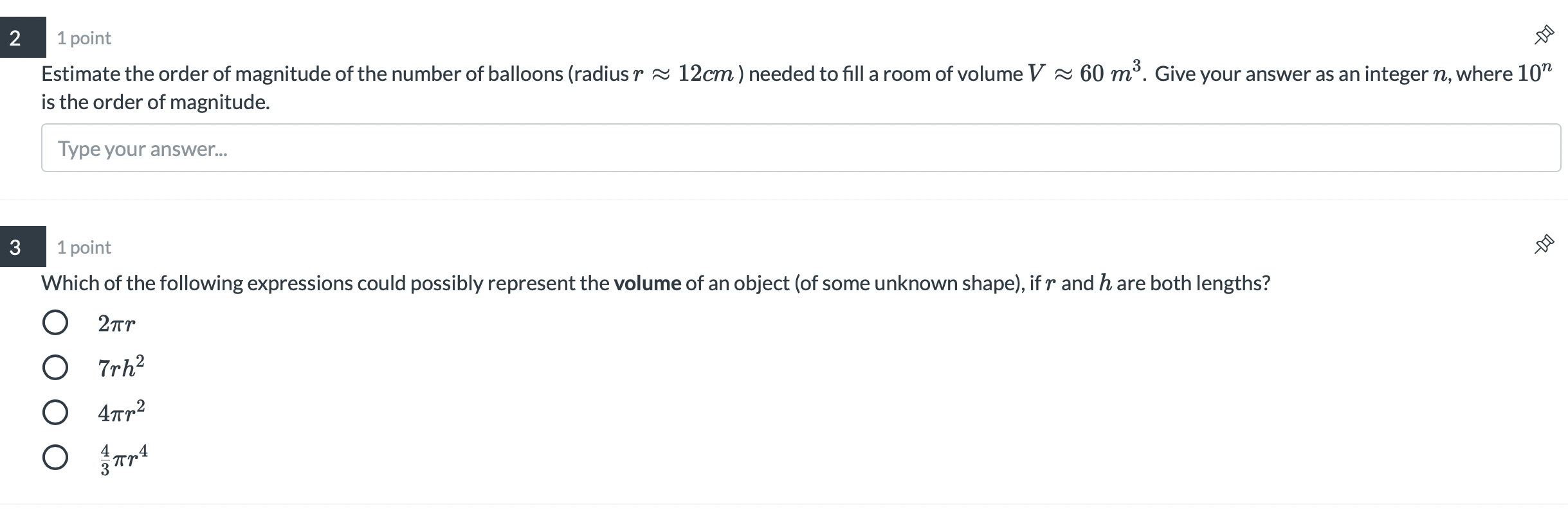 Solved 早 1 1 1 point beats Estimate the order of magnitude | Chegg.com