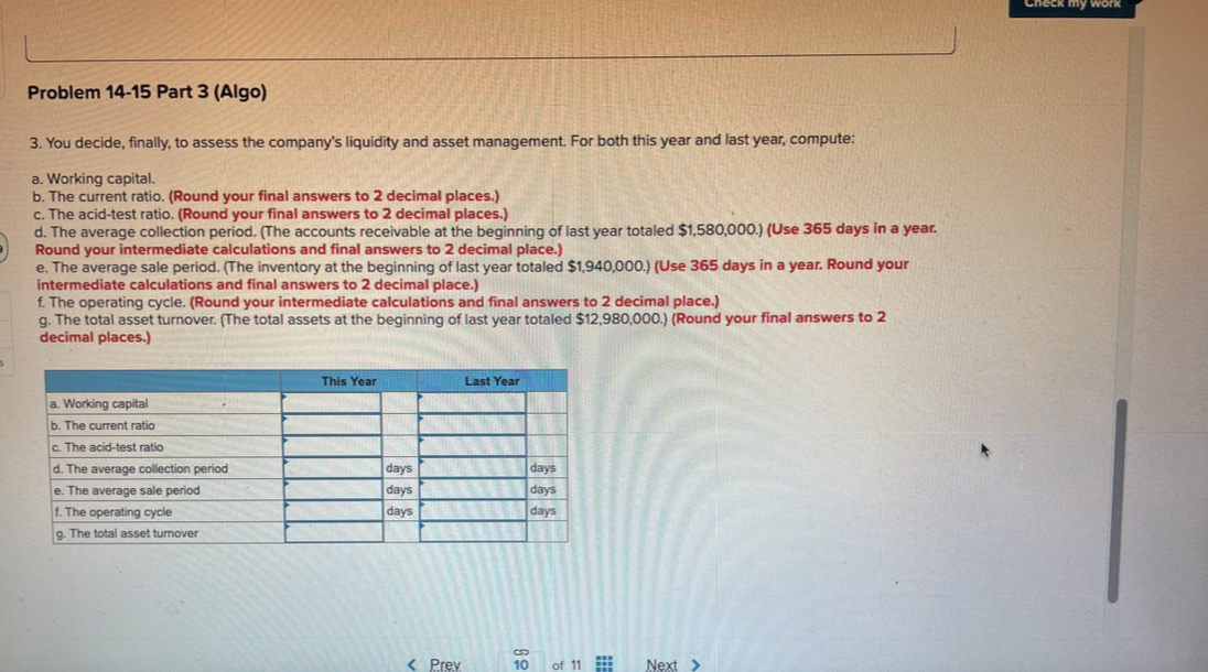 Solved Required information Problem 14-15 (Algo) | Chegg.com