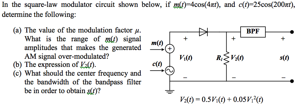 Solved In the square-law modulator circuit shown below, if | Chegg.com