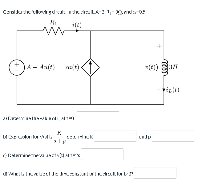 Solved Consider the following circuit. In the circuit, A=2, | Chegg.com