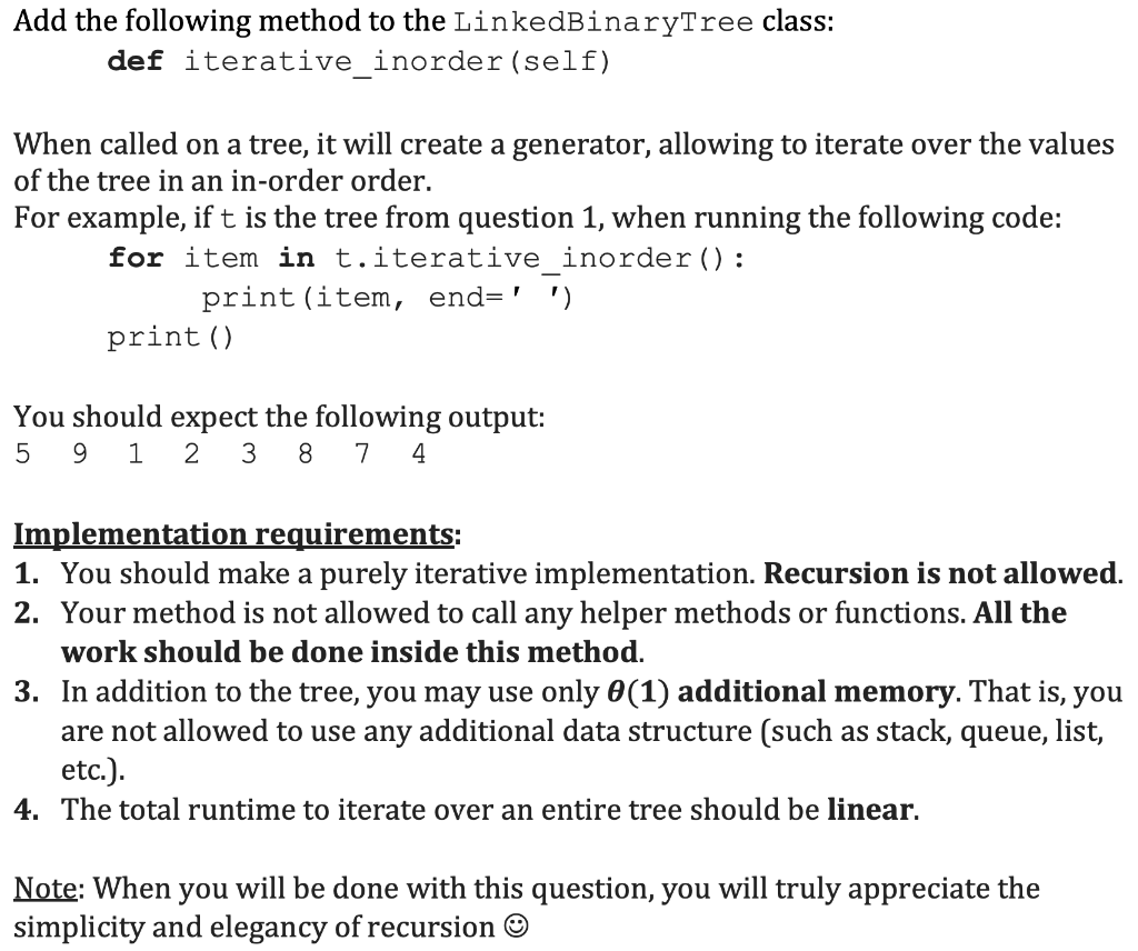 Solved The reference code of LinkedBinaryTree class is | Chegg.com