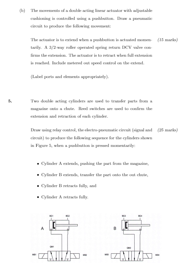 Solved (b) The movements of a double acting linear actuator | Chegg.com