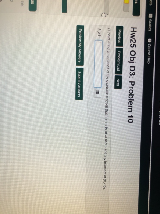 Solved ets Hw25 Obj D3: Problem 10 ns (1 point) Find an | Chegg.com
