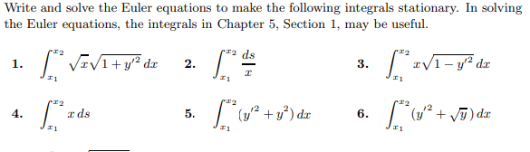 Solved Write and solve the Euler equations to make the | Chegg.com