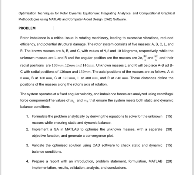 Optimization Techniques for Rotor Dynamic | Chegg.com