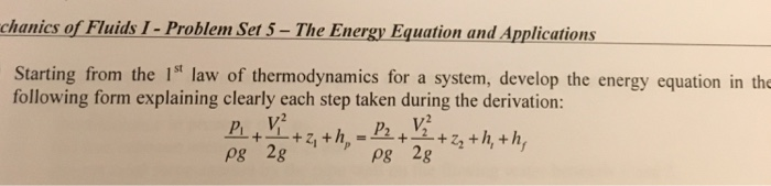 Solved chanics of Fluids I-Problem Set 5- The Energy | Chegg.com