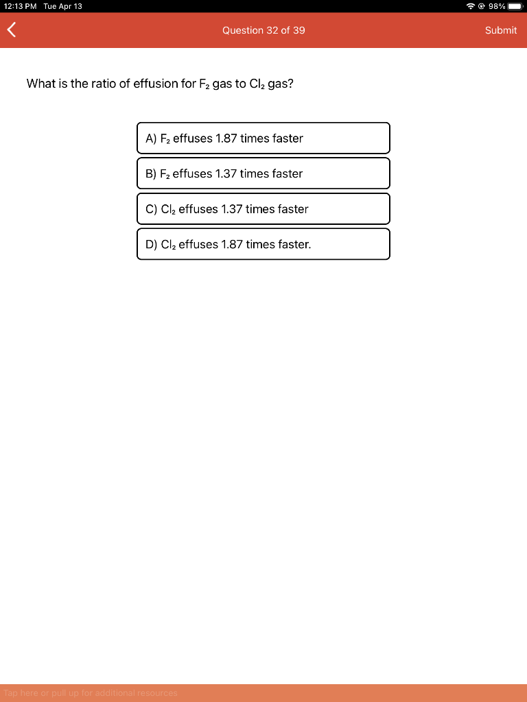 Solved 12:13 PM Tue Apr 13 @ 98% Question 32 of 39 Submit | Chegg.com