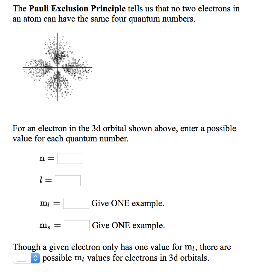 Solved The Pauli Exclusion Principle tells us that no two | Chegg.com