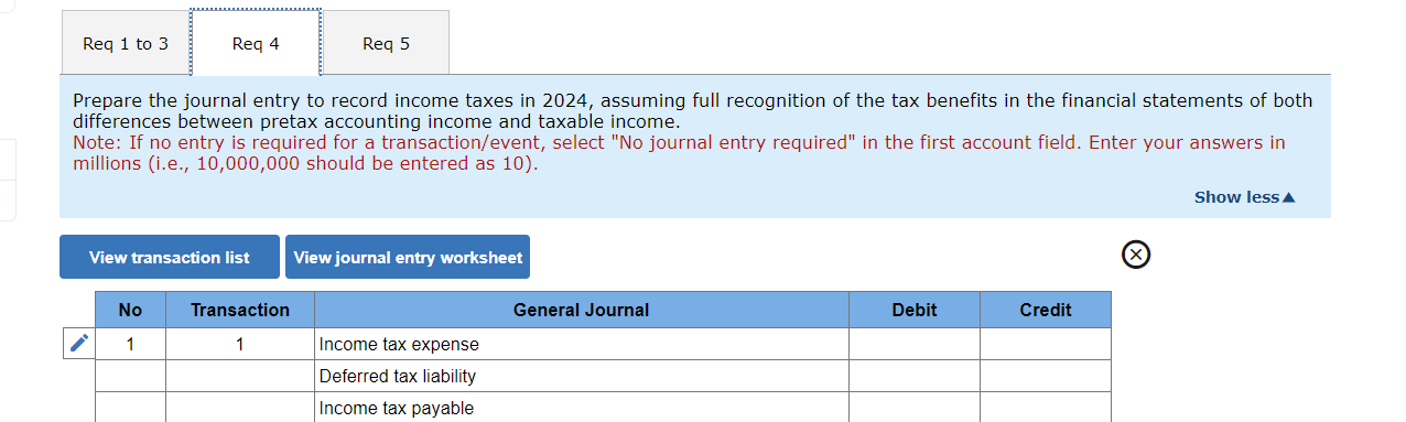 Solved Prepare the journal entry to record income taxes in | Chegg.com