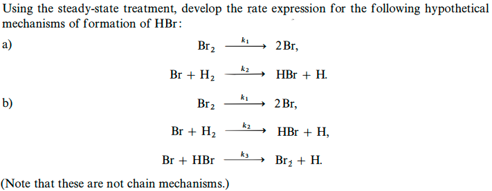 Solved Using the steady-state treatment, develop the rate | Chegg.com