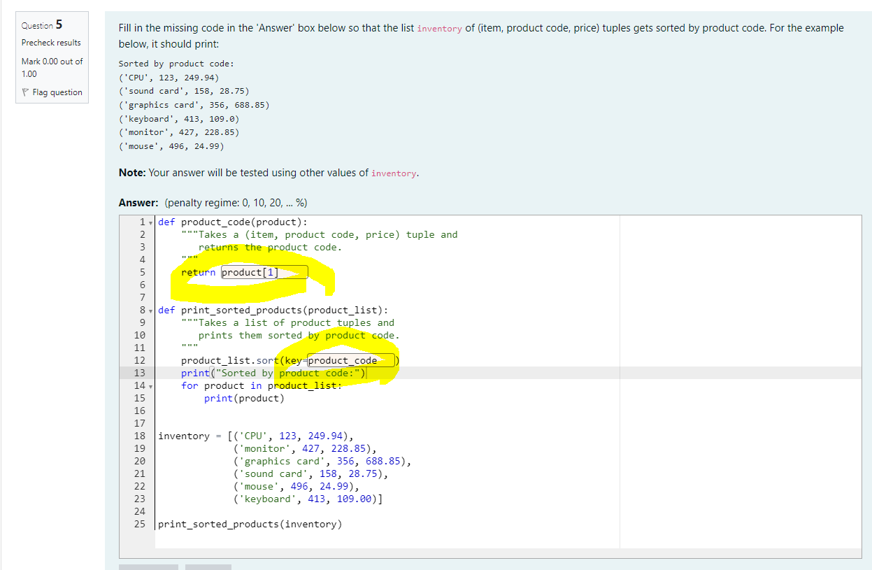 Solved Question 5 Precheck results Mark 0.00 out of 1.00 | Chegg.com