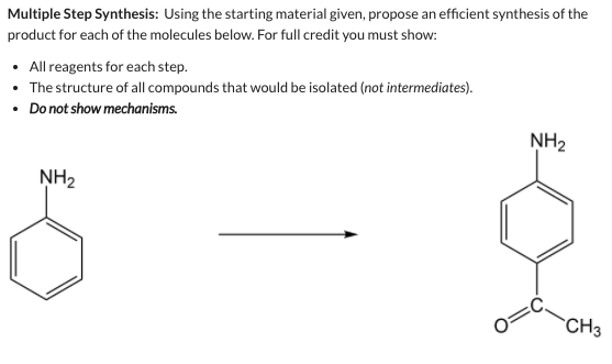 Solved Multiple Step Synthesis: Using the starting material | Chegg.com