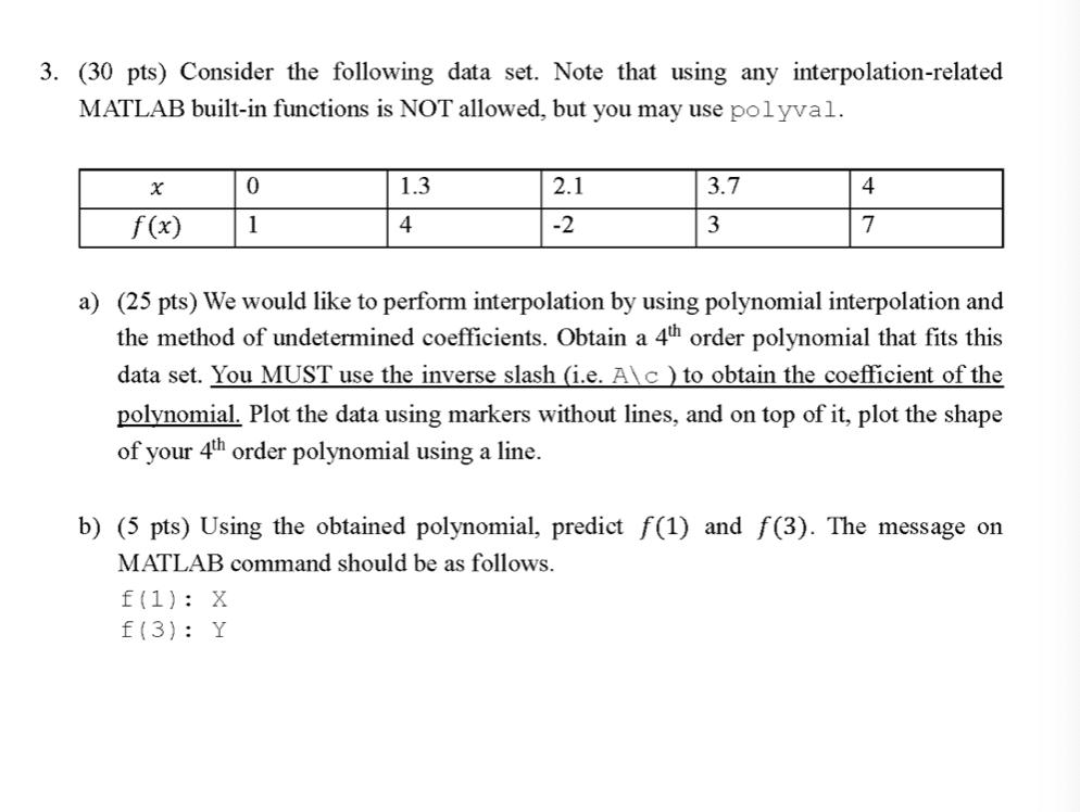 Solved (30 pts) Consider the following data set. Note that | Chegg.com