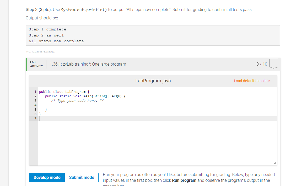Solved Step 1 (4 pts). Use System. out.println( ) to output | Chegg.com