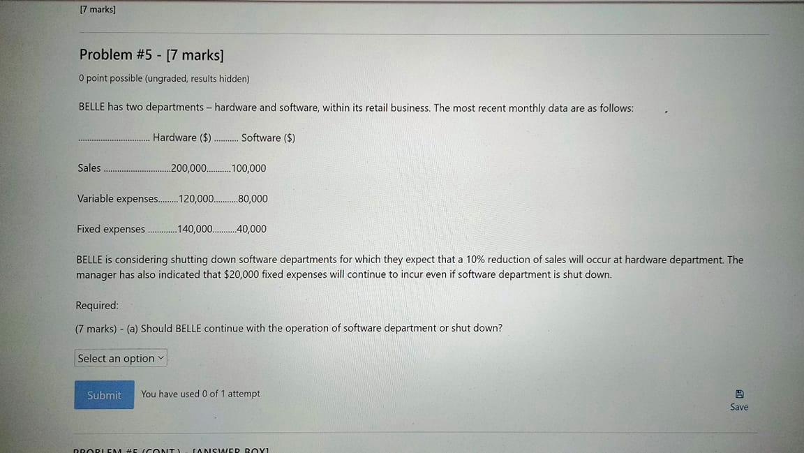 Solved 17 marks) Problem #5 - [7 marks] O point possible | Chegg.com