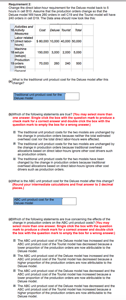 Requirement 2 Change the direct labor-hour | Chegg.com