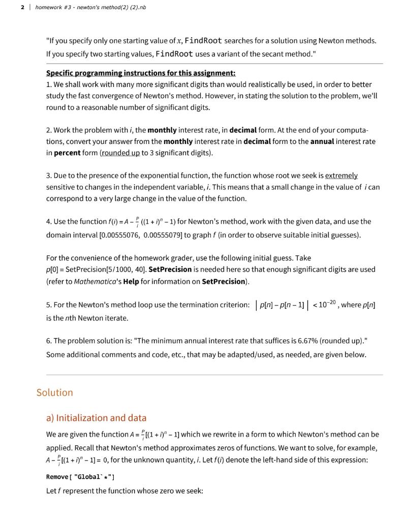 Solved Homework \#3 - Newton's Method with Mathematica | Chegg.com