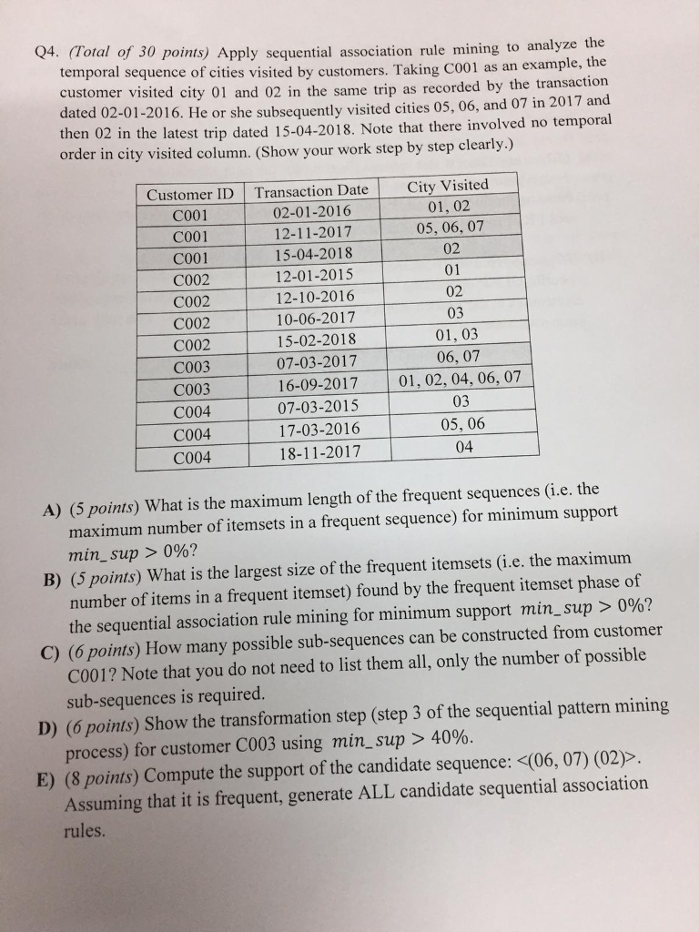 Solved Q4. (Total of 30 points) Apply sequential association | Chegg.com