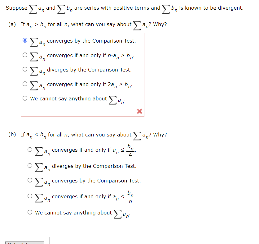 Solved Suppose ∑an and ∑bn are series with positive terms | Chegg.com