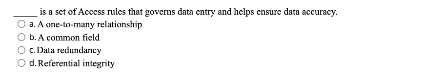 Solved is a set of Access rules that governs data entry and | Chegg.com