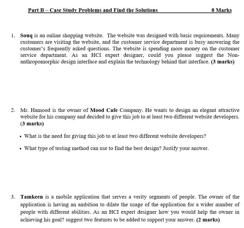Solved Part B - Case Study Problems and Find the Solutions 8 | Chegg.com
