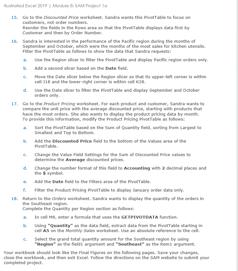 Solved Illustrated Excel 2019 | ﻿Module 8: SAM Project 1a15. | Chegg.com