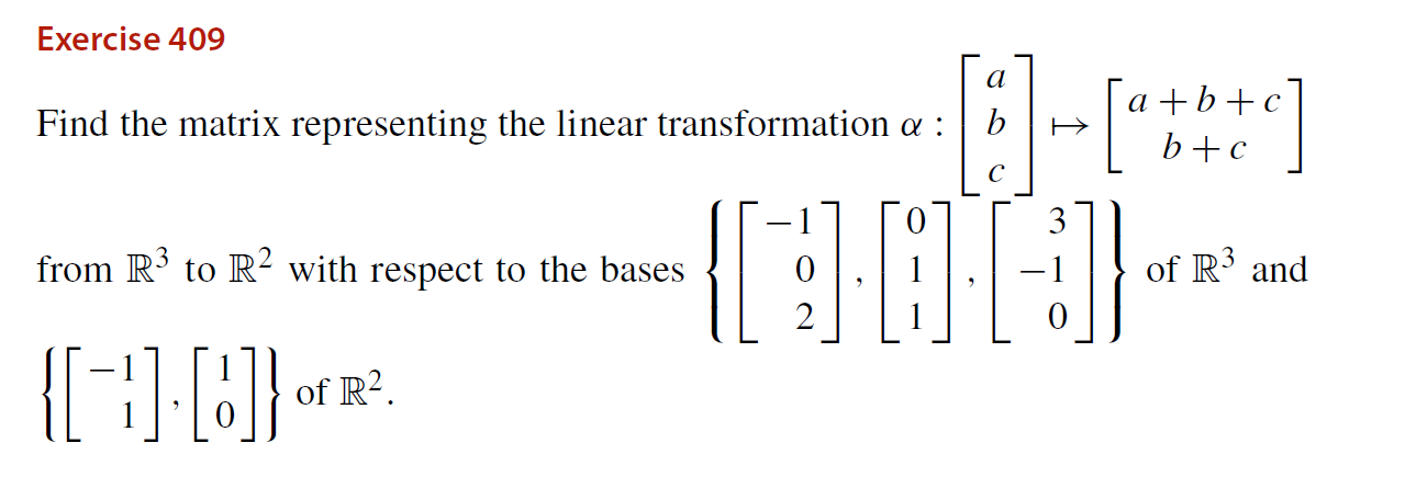 Solved Exercise 409 а a bc b c а Find the matrix | Chegg.com