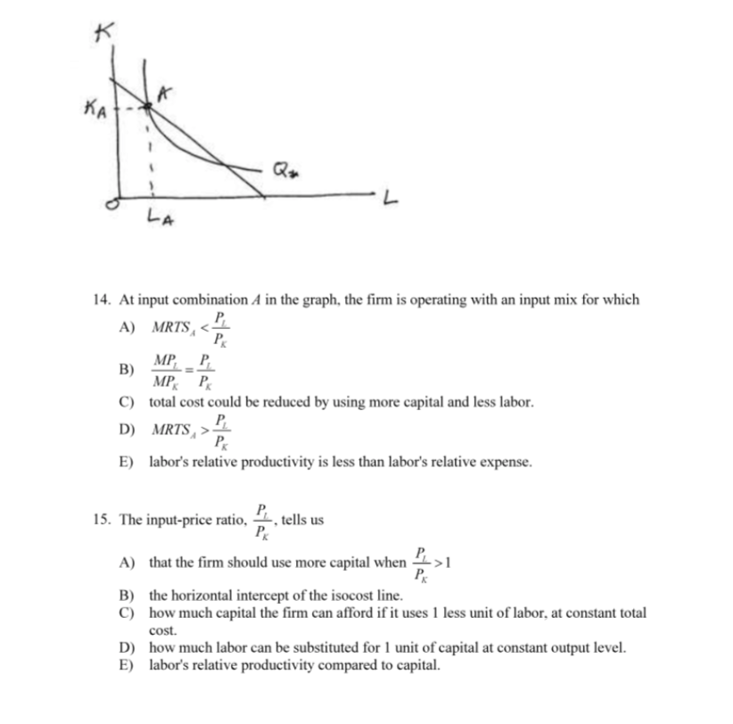Solved K KA L LA МР, B) 14. At input combination A in the | Chegg.com