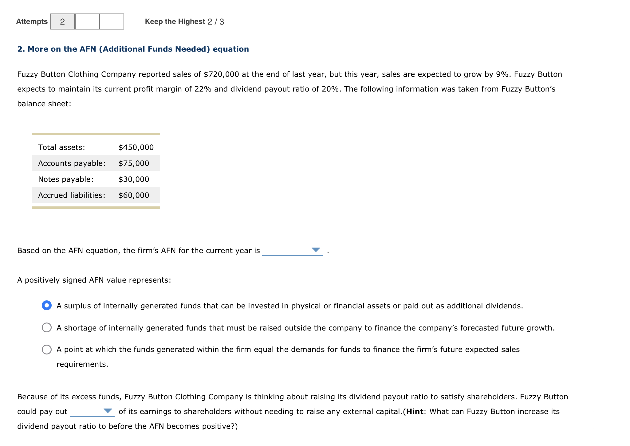 Solved 2. More on the AFN (Additional Funds Needed) equation | Chegg.com