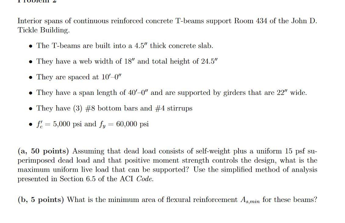 Solved Interior spans of continuous reinforced concrete | Chegg.com