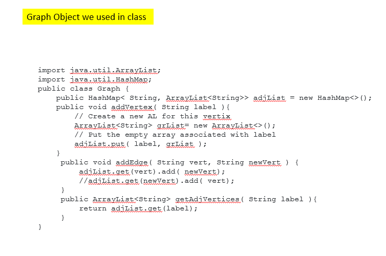Solved Graph Object we used in class import | Chegg.com