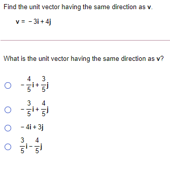 Solved Find the unit vector having the same direction as v. | Chegg.com