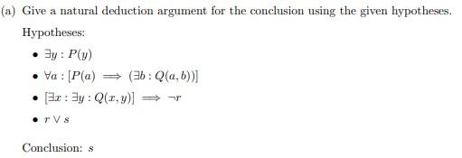 Solved (a) Give a natural deduction argument for the | Chegg.com