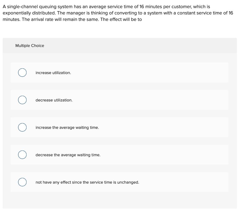 Solved A single-channel queuing system has an average | Chegg.com