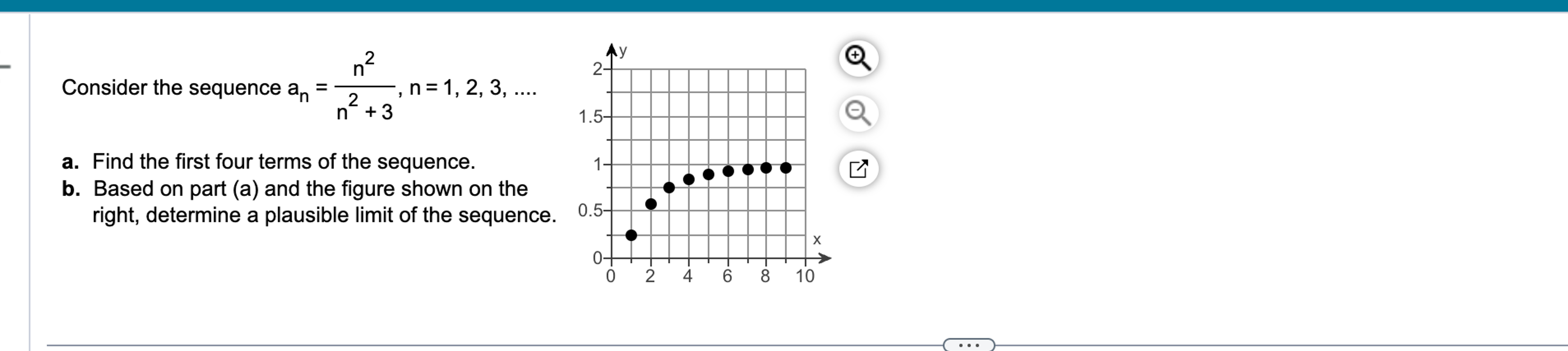 Solved Consider the sequence an=n2n2+3,n=1,2,3,dots.a. ﻿Find | Chegg.com