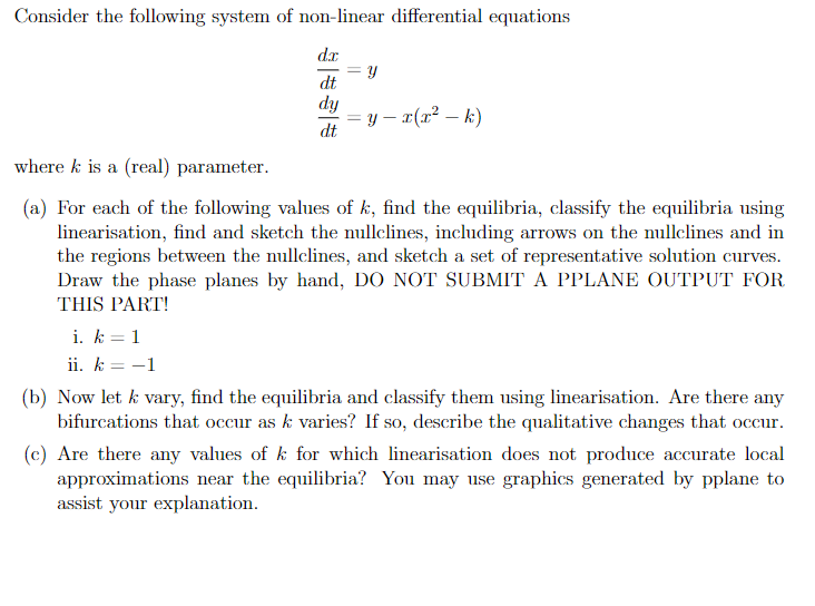 Consider the following system of non-linear | Chegg.com