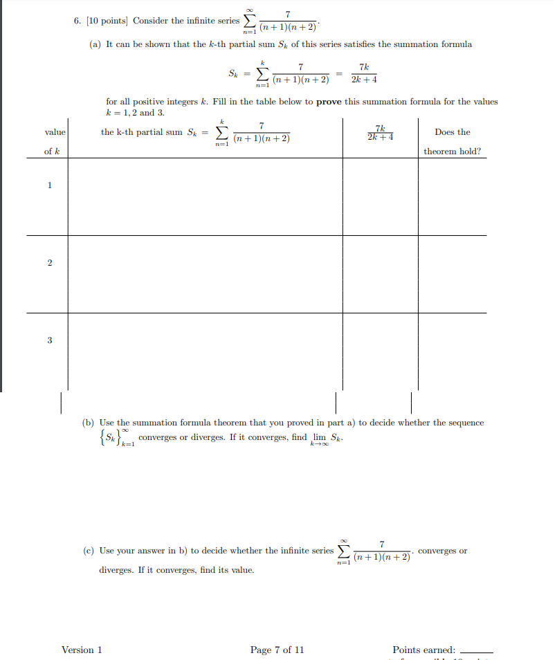 Solved 7 6. [10 points) Consider the infinite series | Chegg.com