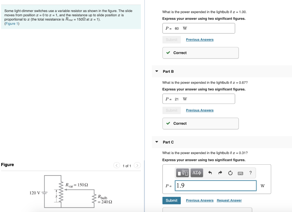Solved Some Light Dimmer Switches Use A Variable Resistor As