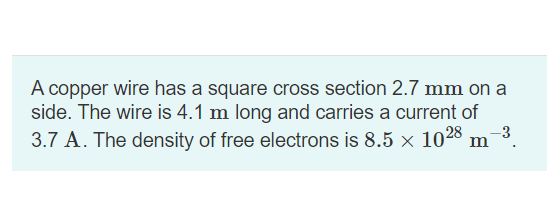 Solved A copper wire has a square cross section 2.7 mm on a | Chegg.com