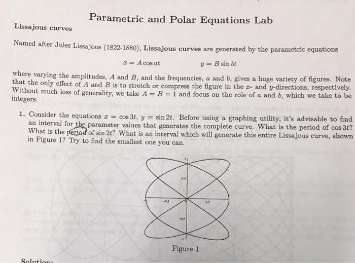 Solved Parametric and Polar Equations Lab Lissajous curves | Chegg.com