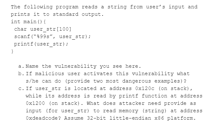 The Following Program Reads A String From User S
