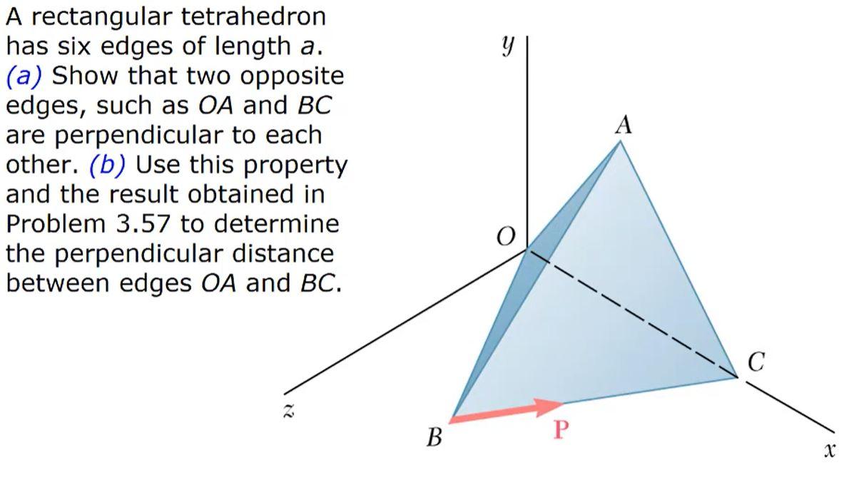 Solved y А A rectangular tetrahedron has six edges of length | Chegg.com