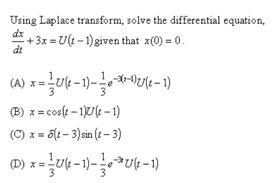 Solved Using Laplace transform, solve the differential | Chegg.com