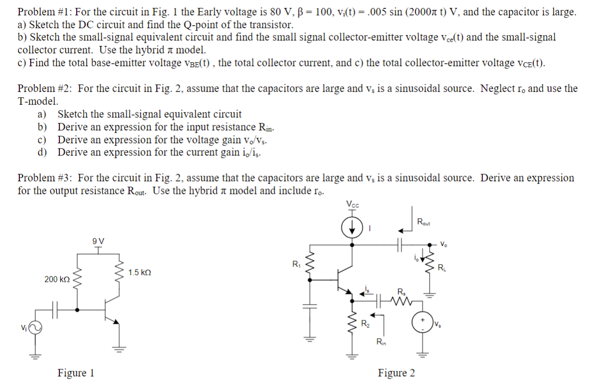Solved Problem \#1: For the circuit in Fig. 1 the Early | Chegg.com