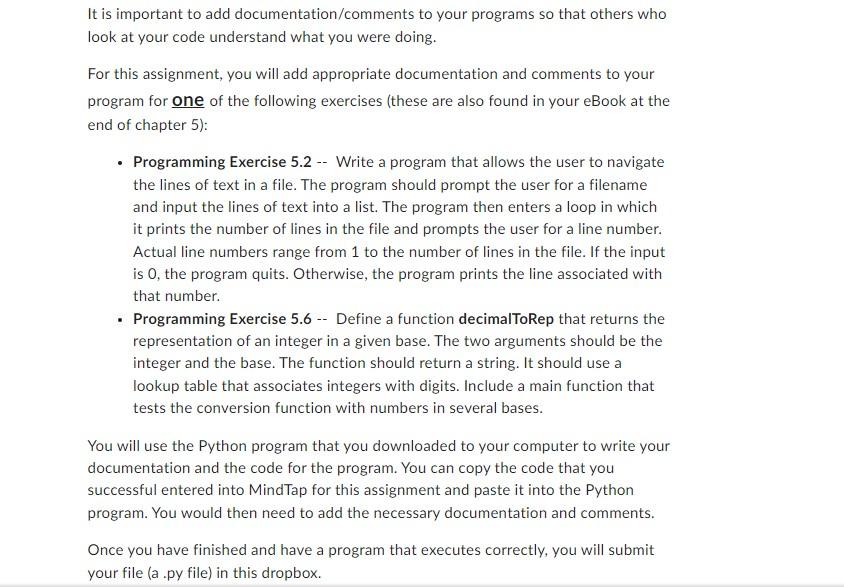 Solved It is important to add documentation/comments to your | Chegg.com