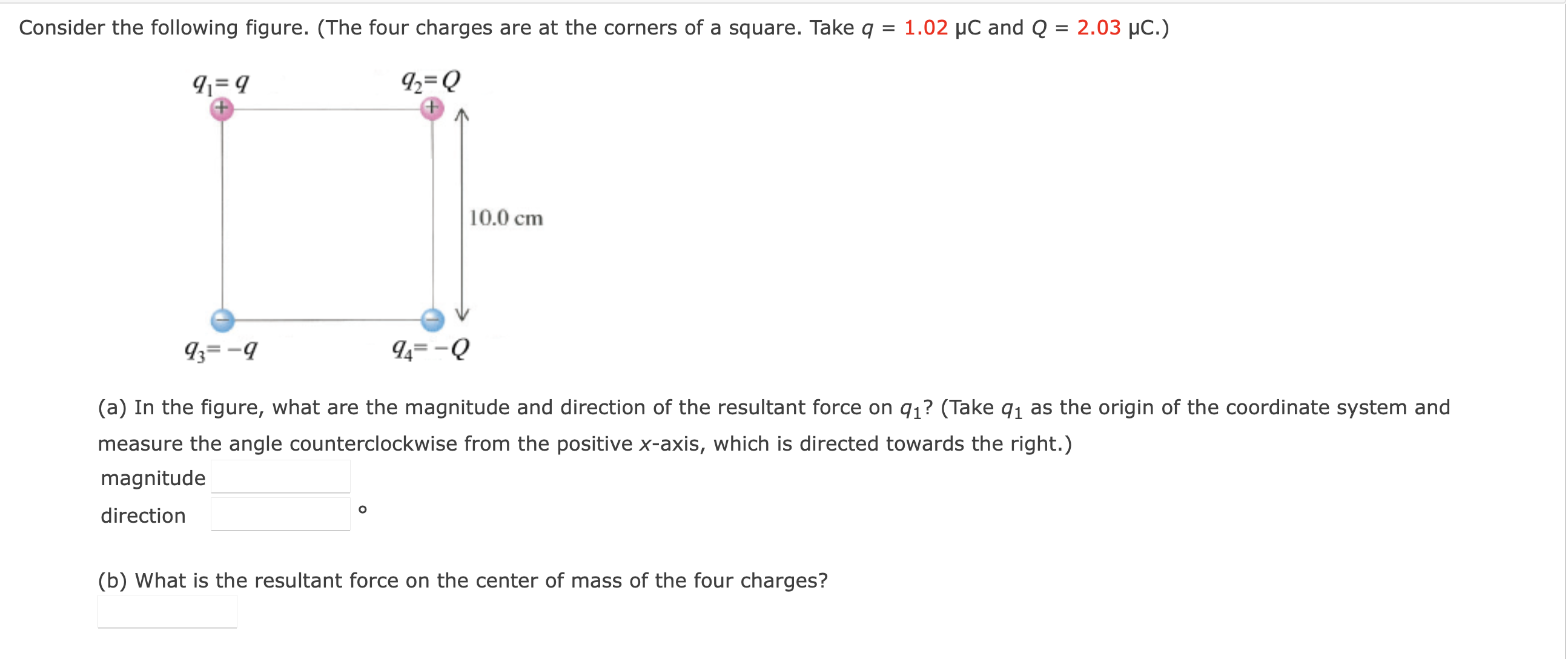 Solved Consider the following figure. (The four charges are | Chegg.com
