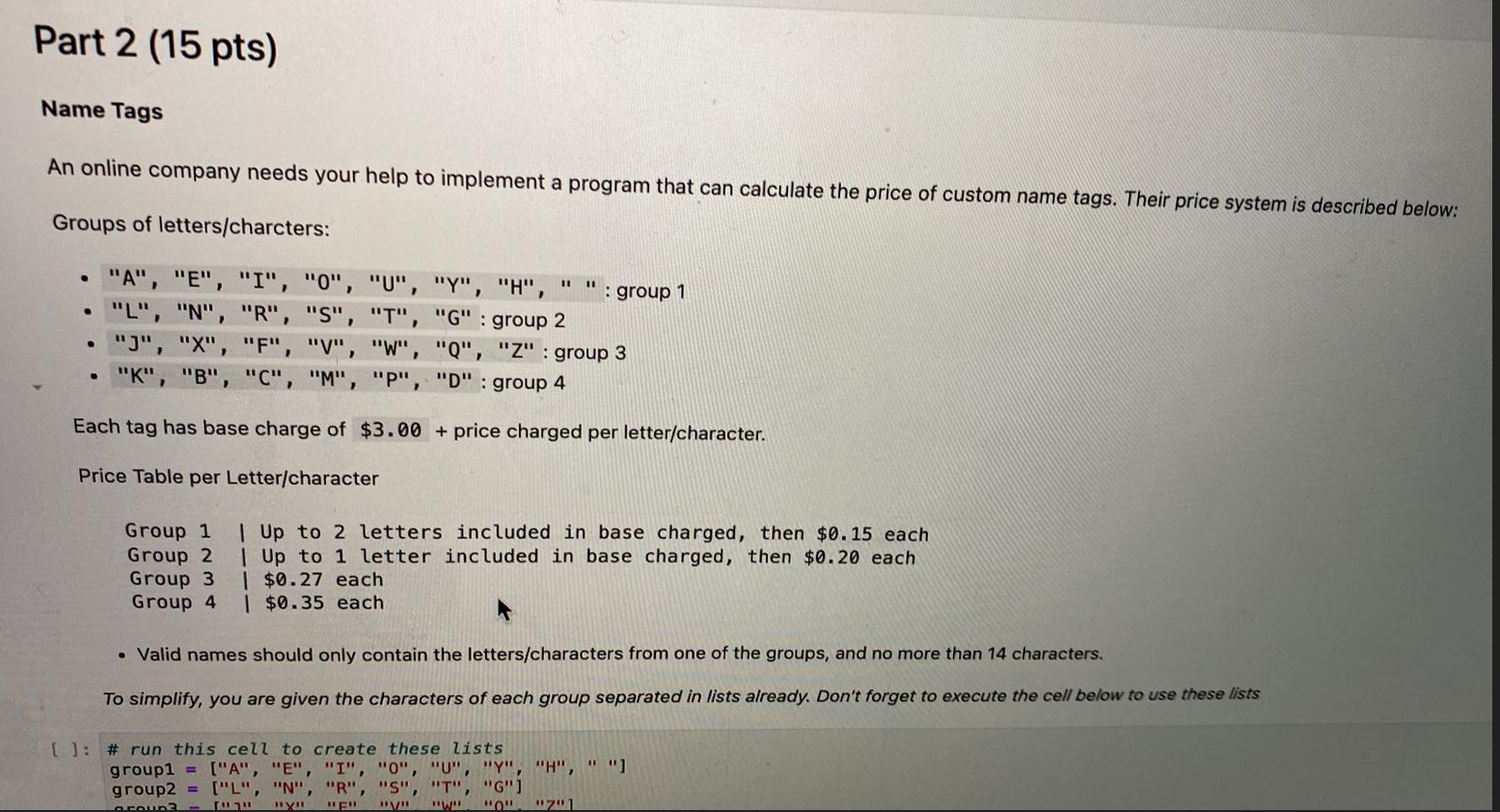 Solved Part 2 (15 pts) Name Tags An online company needs | Chegg.com
