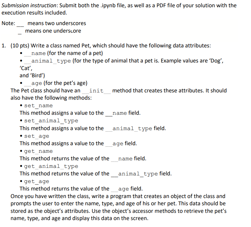 Solved Submission instruction: Submit both the .ipynb file, | Chegg.com