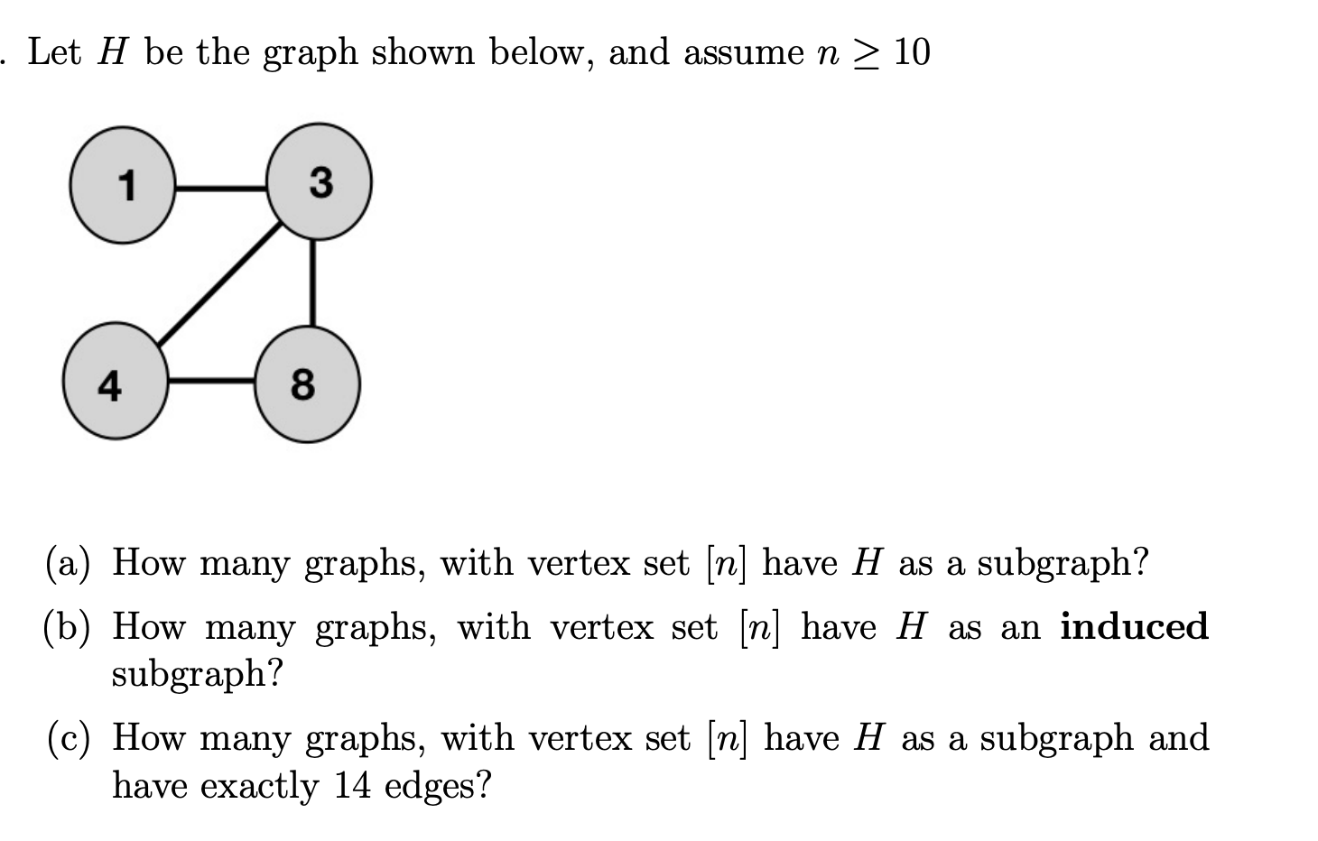 Solved How many graphs, with vertex set [n], have the | Chegg.com