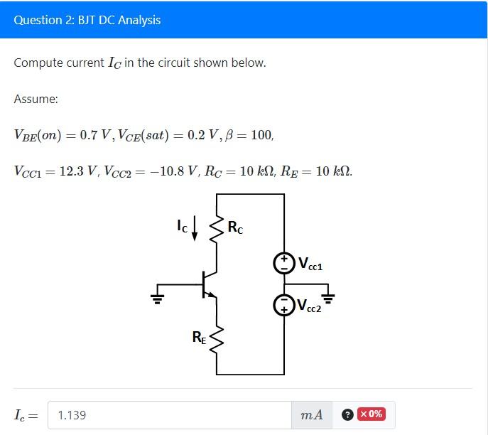 Solved Compute current IC in the circuit shown below. | Chegg.com